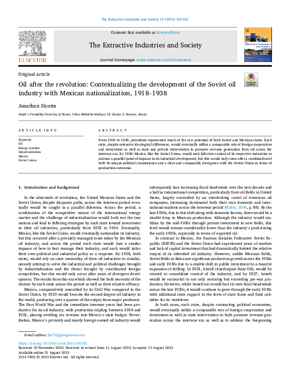 (PDF) Oil after the revolution: Contextualizing the development of the ...