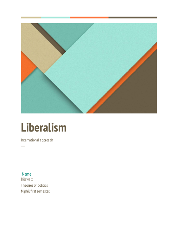 (PDF) Liberalism approach | DIL AWAIZ - Academia.edu