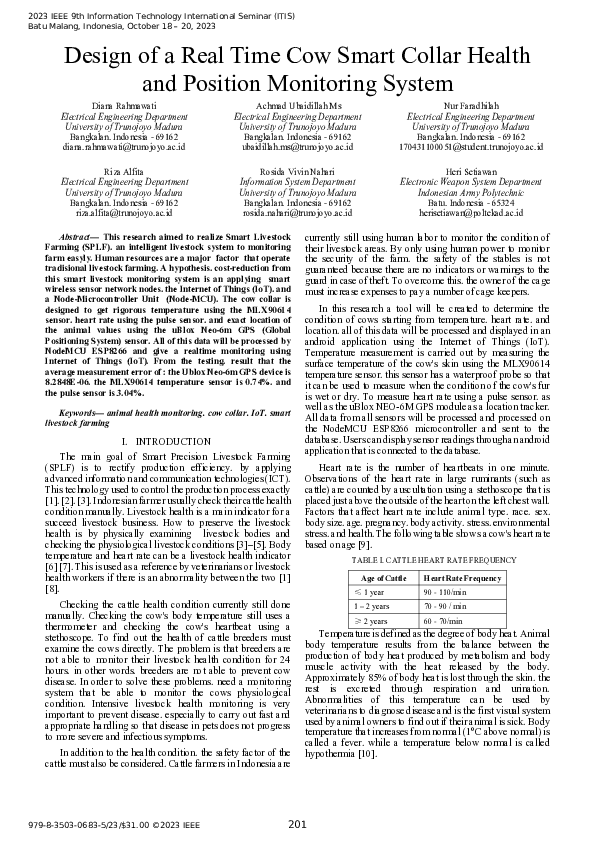 (PDF) Design of a Real Time Cow Smart Collar Health and Position ...