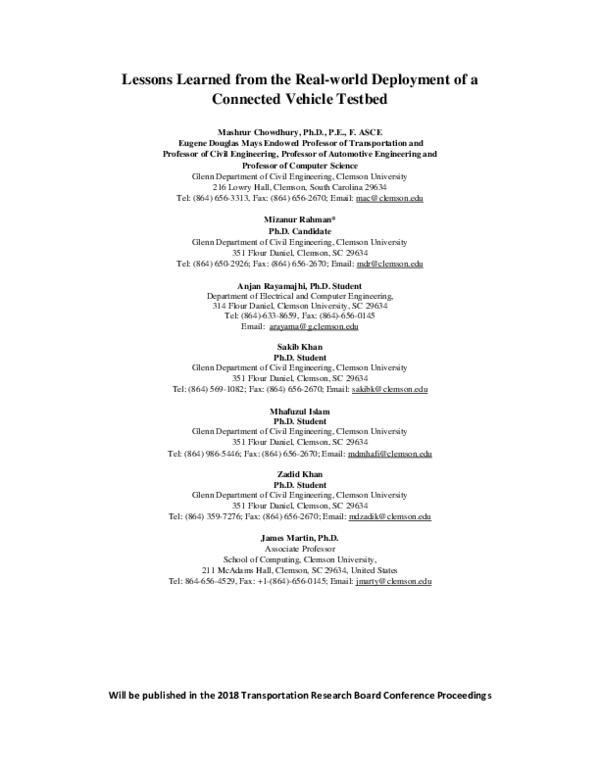 (PDF) Lessons Learned from the Real-world Deployment of a Connected ...