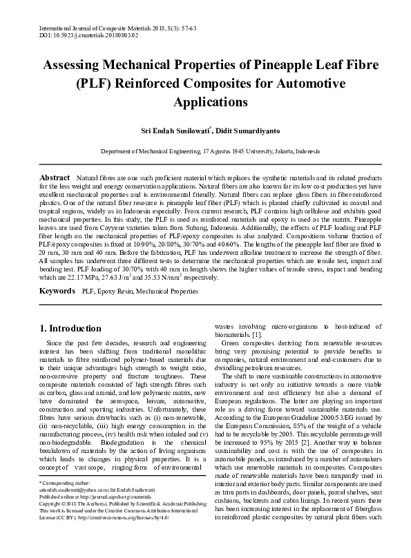 (PDF) Assessing Mechanical Properties of Pineapple Leaf Fibre (PLF ...