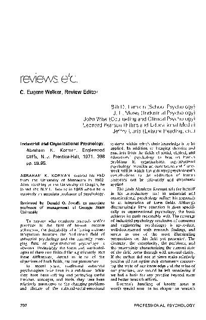 (PDF) Industrial and Organizational Psychology