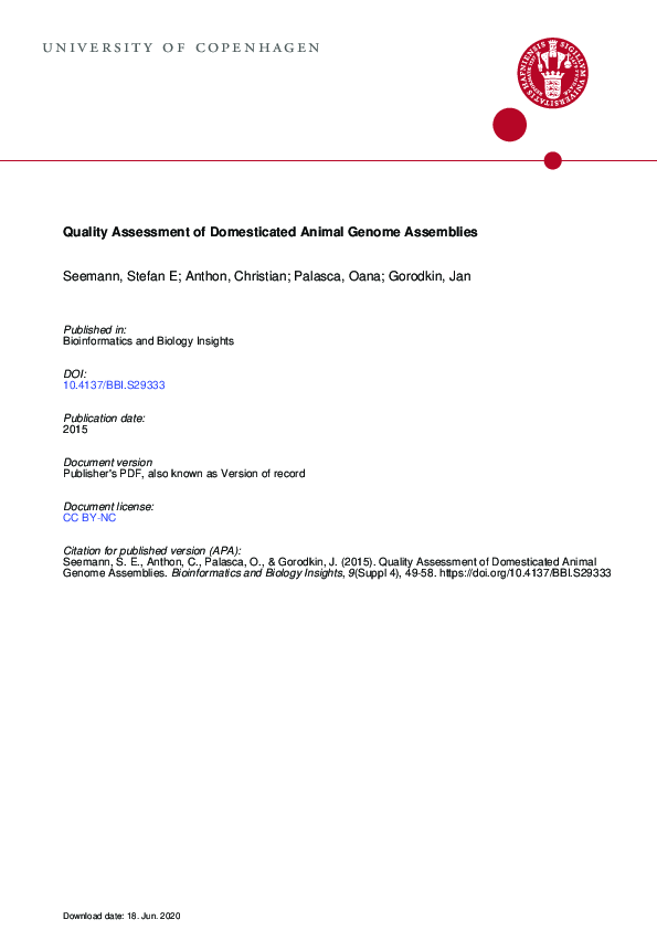 (PDF) Quality Assessment of Domesticated Animal Genome Assemblies