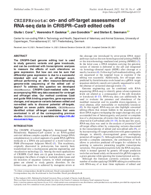 (PDF) CRISPRroots : on- and off-target assessment of RNA-seq data in ...