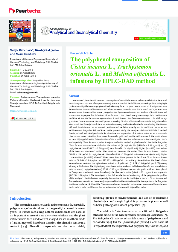 (PDF) The polyphenol composition of Cistus incanus L., Trachystemon ...
