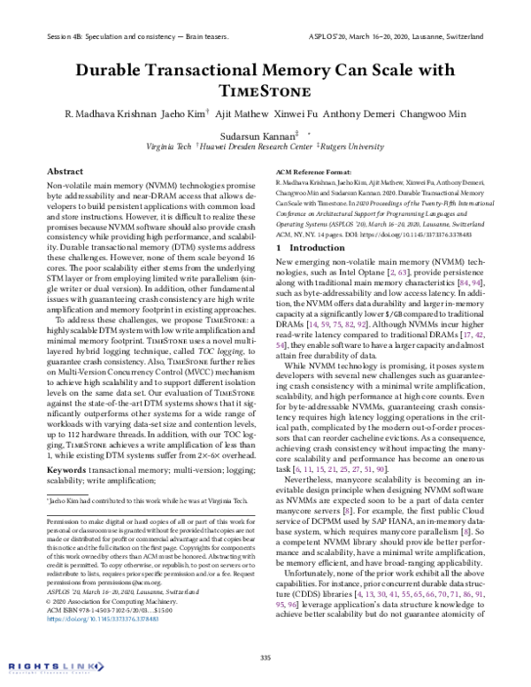 (PDF) Durable Transactional Memory Can Scale with Timestone