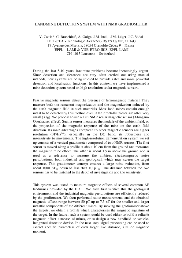 (PDF) Landmine Detection System with NMR Gradiometer