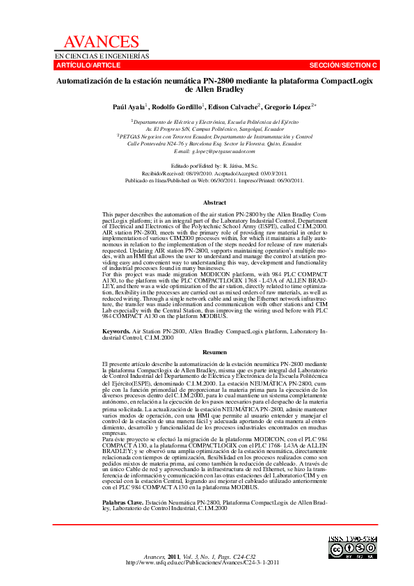 (PDF) Automatización de la estación neumática PN-2800 mediante la ...
