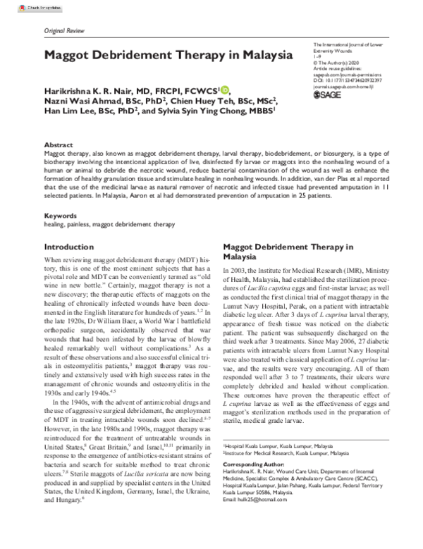 (PDF) Maggot Debridement Therapy in Malaysia