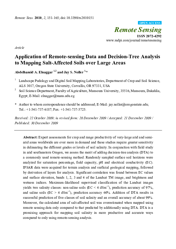 (PDF) Application of Remote-sensing Data and Decision-Tree Analysis to ...