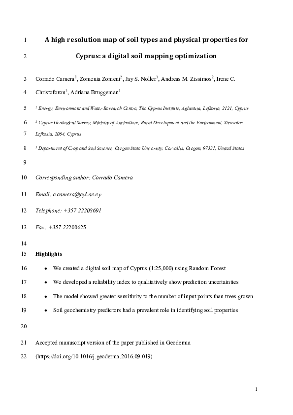 (PDF) A high resolution map of soil types and physical properties for Cyprus: A digital soil ...