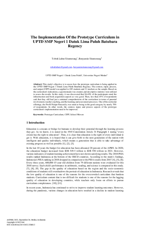 (PDF) The Implementation Of the Prototype Curriculum in UPTD SMP Negeri ...