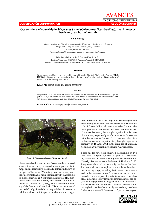 (PDF) Observations of courtship in Megaceras jasoni (Coleoptera ...