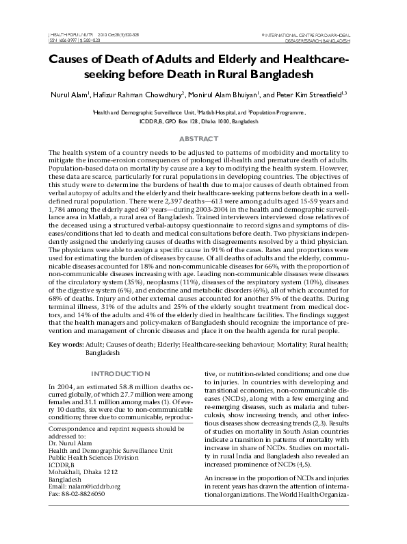 (PDF) Causes of Death of Adults and Elderly and Healthcareseeking ...