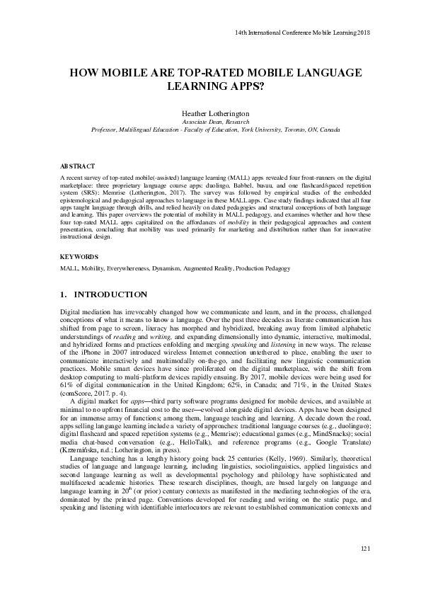(PDF) How Mobile Are Top-Rated Mobile Language Learning Apps?