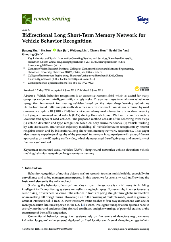 (PDF) Bidirectional Long Short-Term Memory Network for Vehicle Behavior Recognition
