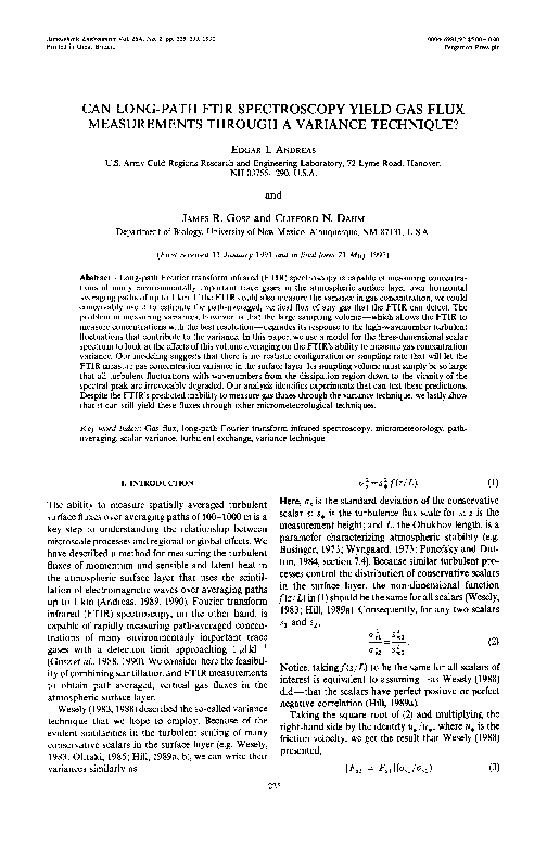 (PDF) Can long-path FTIR spectroscopy yield gas flux measurements ...