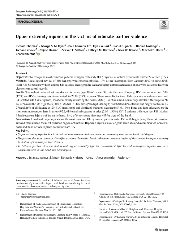 (PDF) Upper extremity injuries in the victims of intimate partner ...