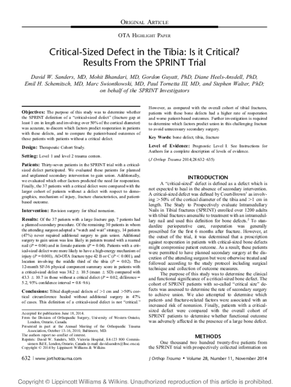 (PDF) Critical-Sized Defect in the Tibia