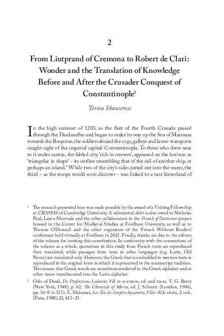 (PDF) Teresa Shawcross, "From Liutprand of Cremona to Robert de Clari ...