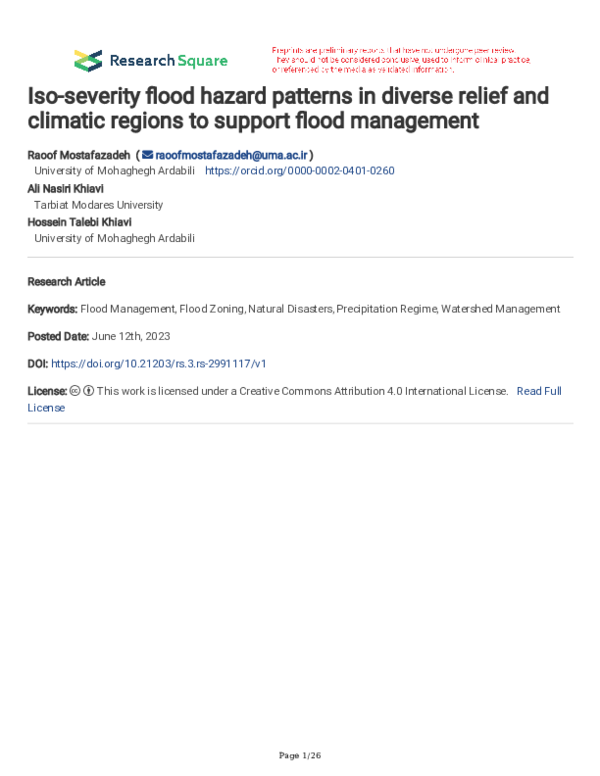 (PDF) Iso-severity flood hazard patterns in diverse relief and climatic ...