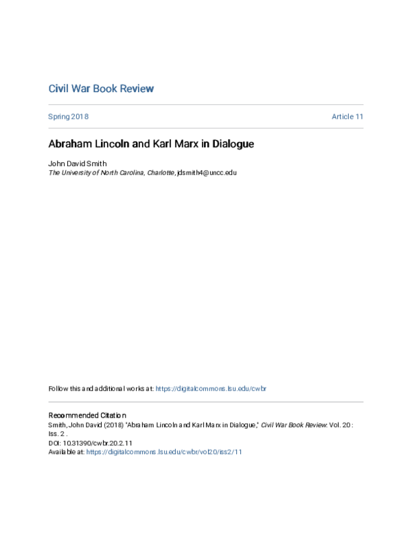 (PDF) Abraham Lincoln and Karl Marx in Dialogue