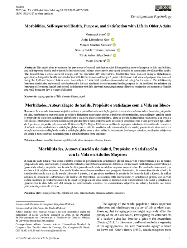 (PDF) Morbidities, Self-reported Health, Purpose, and Satisfaction with ...