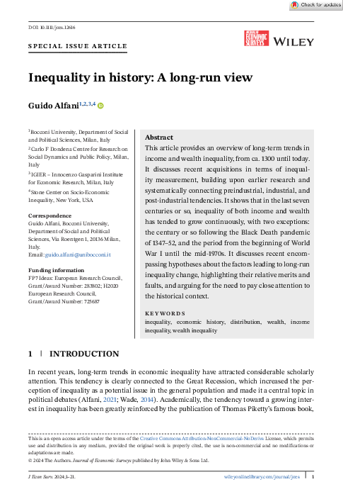 (PDF) Inequality in history: A long-run view
