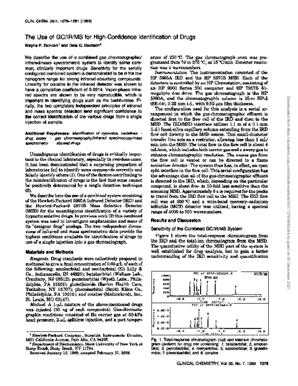 (PDF) The use of GC/IR/MS for high-confidence identification of drugs