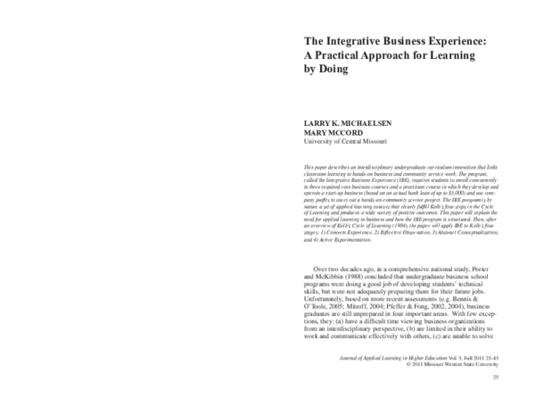 (PDF) The Integrative Business Experience: A Practical Approach for ...
