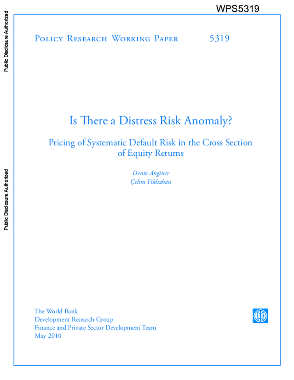 (PDF) Is there a distress risk anomaly ? pricing of systematic default ...