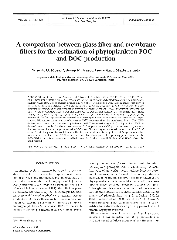 A comparison between glass fiber and membrane filters for the ...