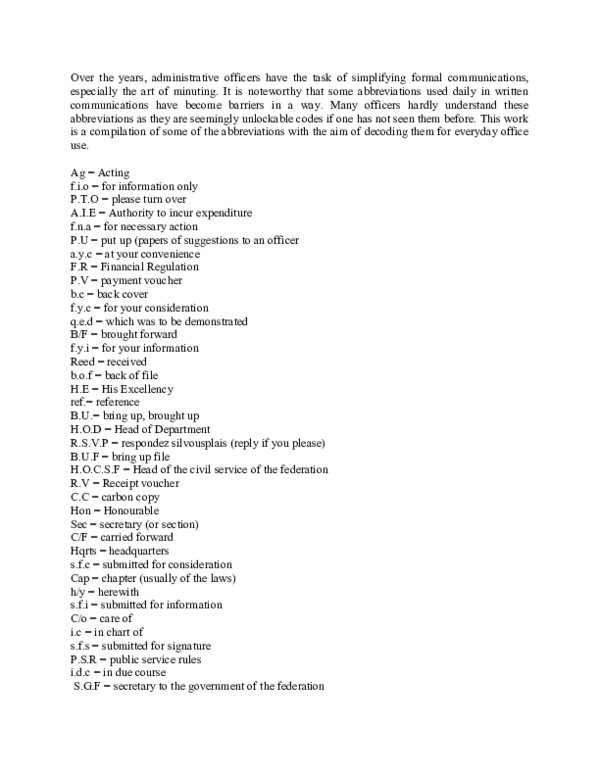 (DOC) Common Office and administrative abbreviations