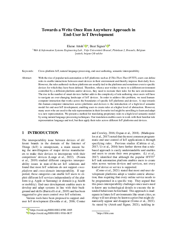 (PDF) Towards a Write Once Run Anywhere Approach in End-User IoT ...
