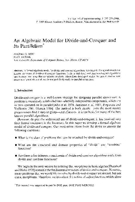 (PDF) An algebraic model for divide-and-conquer and its parallelism