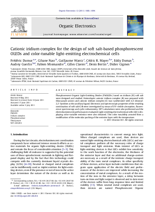 (PDF) Cationic iridium complex for the design of soft salt-based ...