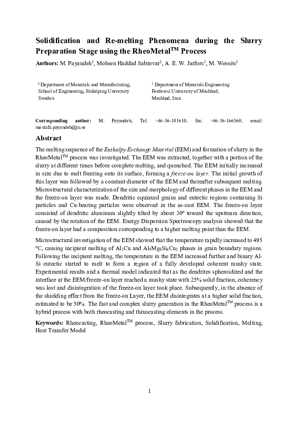 (PDF) Slurry Formation in RheoMetal Process