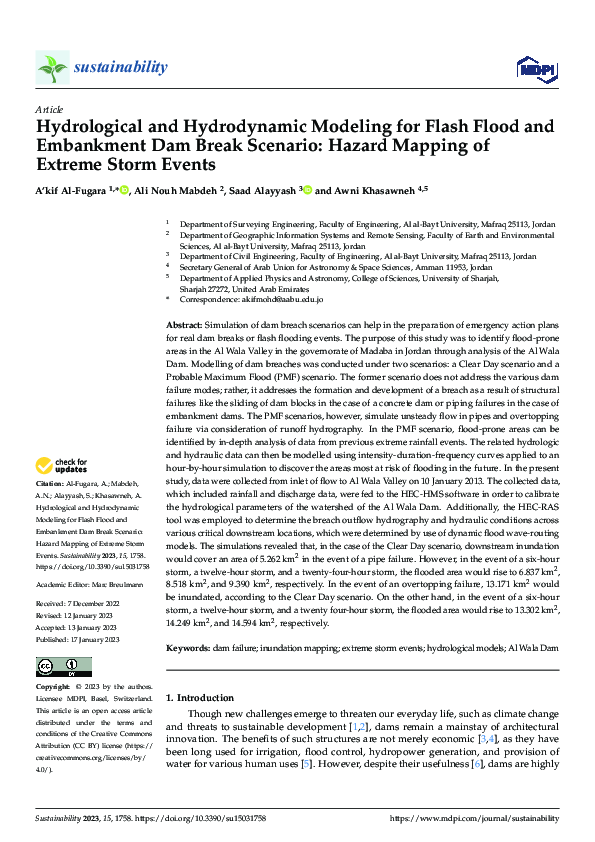 Pdf Hydrological And Hydrodynamic Modeling For Flash Flood And Embankment Dam Break Scenario