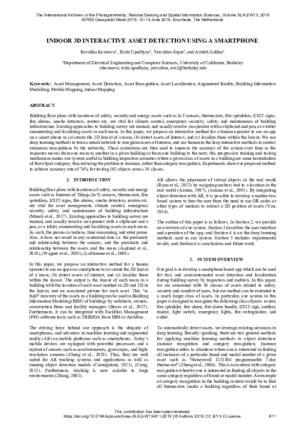 (PDF) Indoor 3D Interactive Asset Detection Using a Smartphone