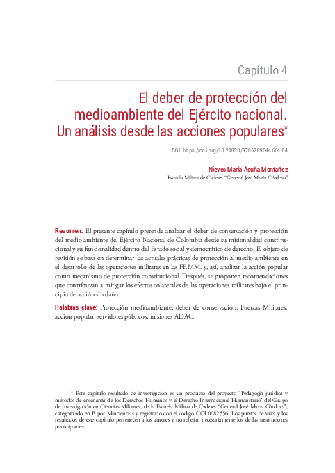 (PDF) Capítulo 4. El deber de protección del medioambiente del Ejército ...
