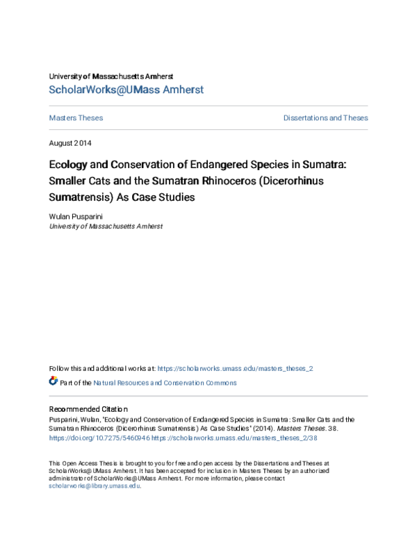 (PDF) Ecology and Conservation of Endangered Species in Sumatra ...