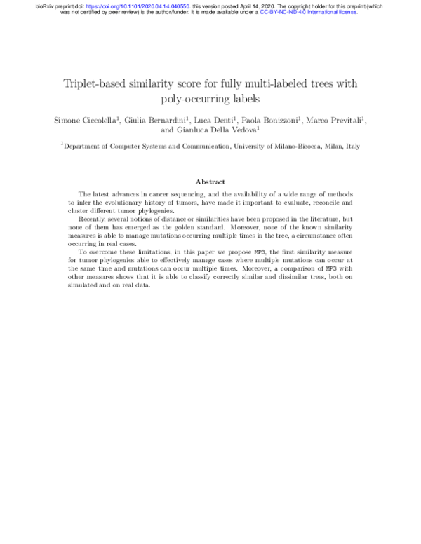 (PDF) Triplet-based similarity score for fully multi-labeled trees with ...