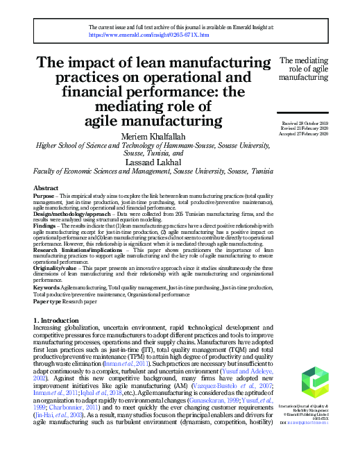 (PDF) The impact of lean manufacturing practices on operational and financial performance: the ...