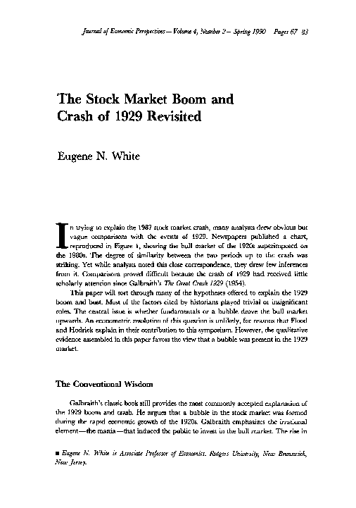(PDF) The Stock Market Boom and Crash of 1929 Revisited