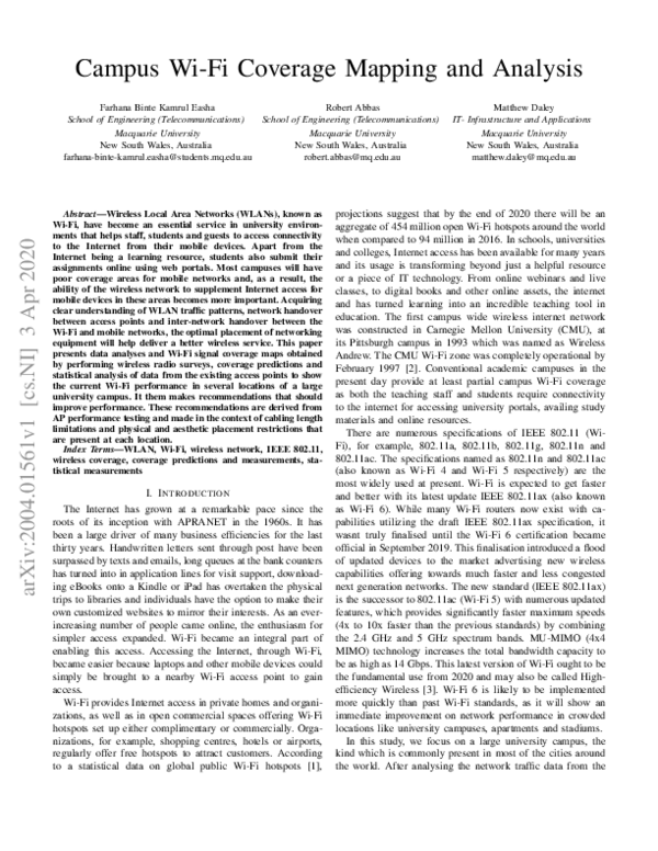 (PDF) Campus Wi-Fi Coverage Mapping and Analysis