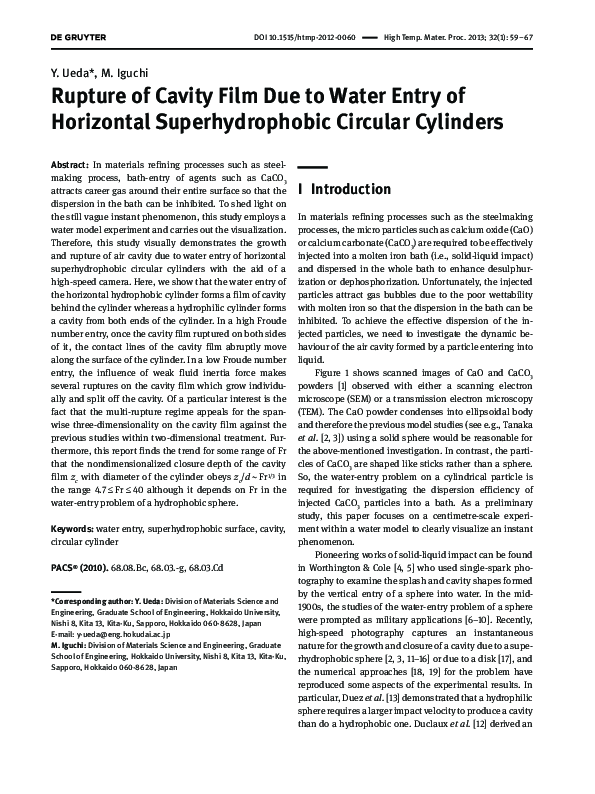 (PDF) Rupture of Cavity Film Due to Water Entry of Horizontal ...