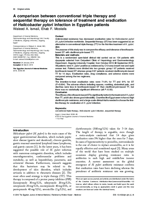 (PDF) A comparison between conventional triple therapy and sequential therapy on tolerance of ...