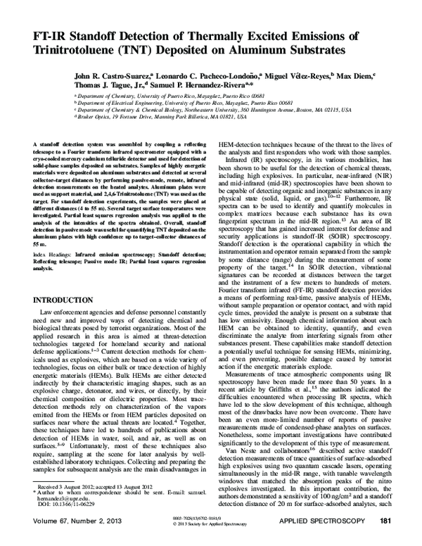 (PDF) FT-IR Standoff Detection of Thermally Excited Emissions of ...