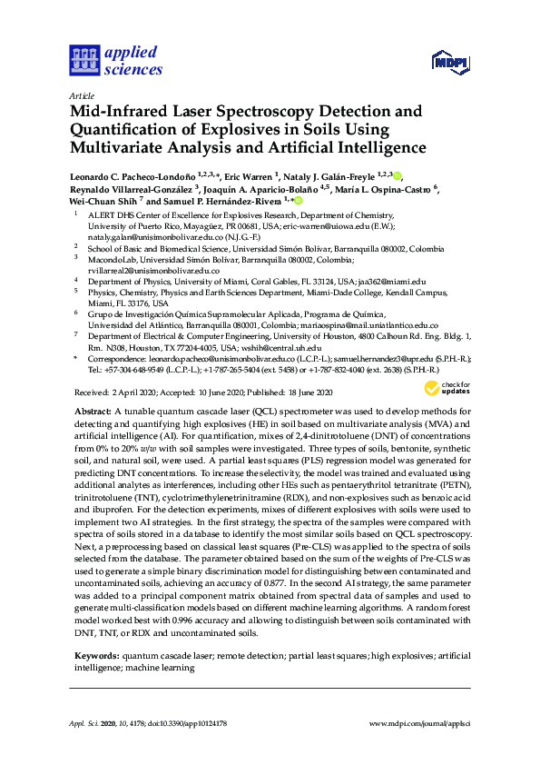 (PDF) Mid-infrared Laser Spectroscopy Detection and Quantification of Explosives in Soils Using ...
