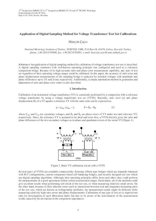 (PDF) Application of Digital Sampling Method for Voltage Transformer ...